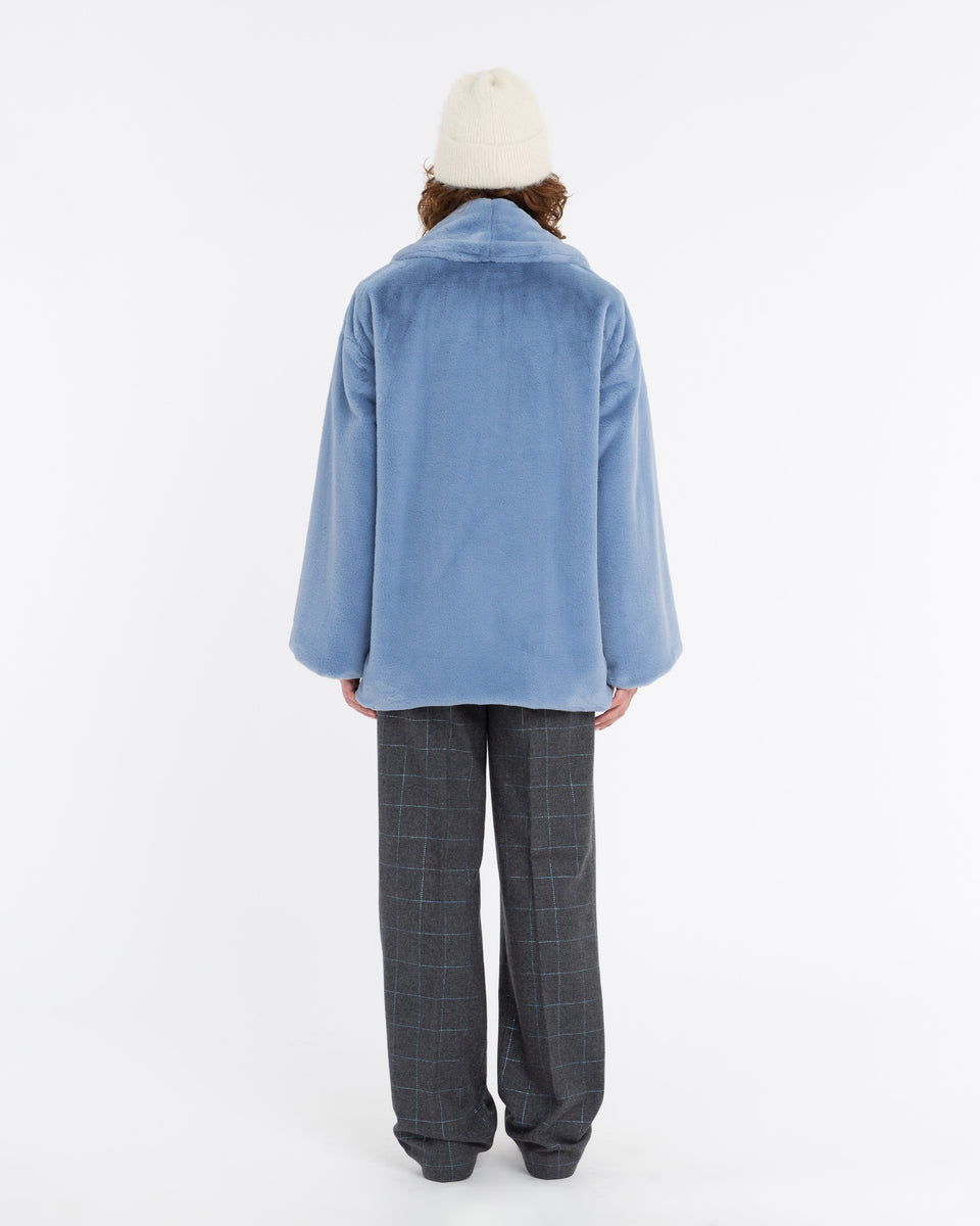 sky blue faux fur coat - Manuel Ritz Official