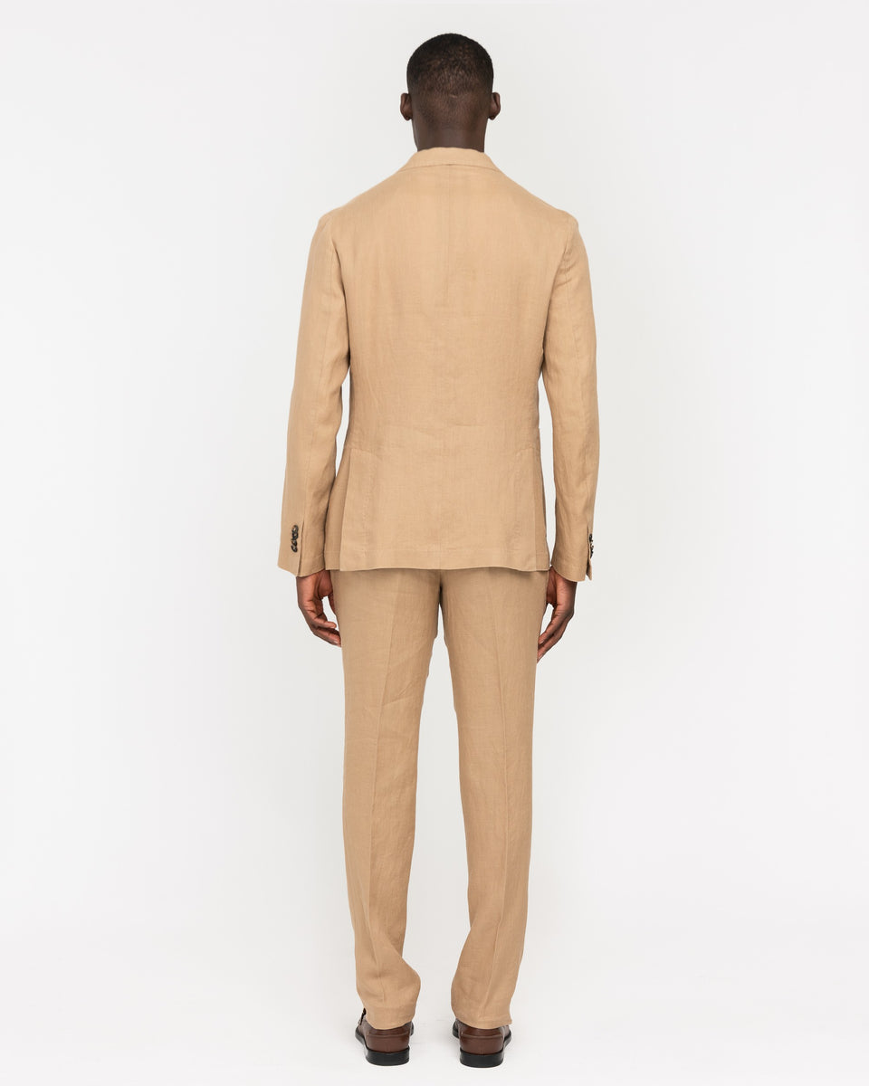beige washed linen suit - Manuel Ritz Official
