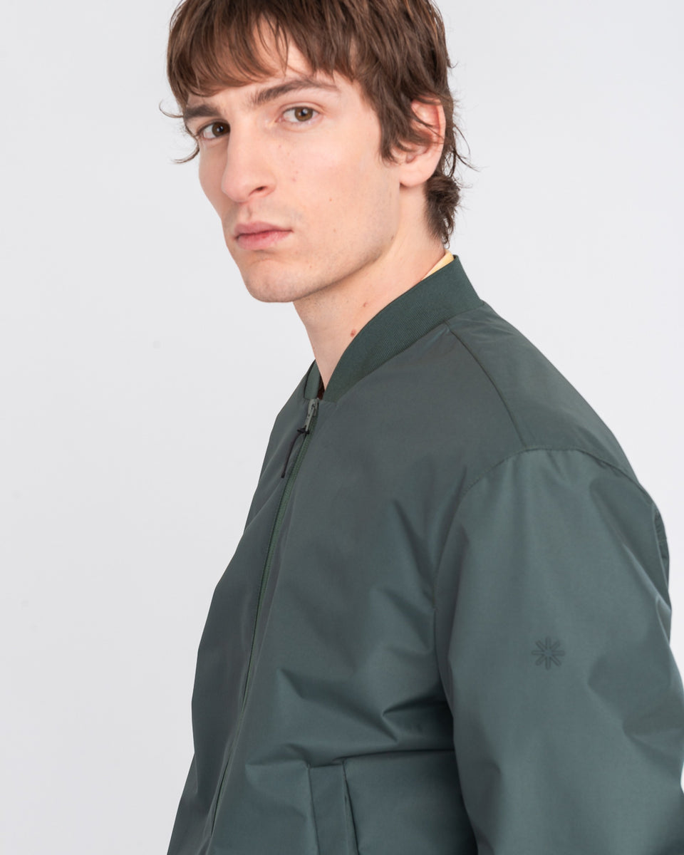 green technical microfibre bomber jacket - Manuel Ritz Official