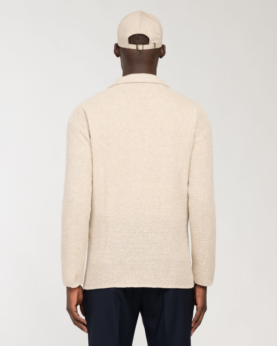 beige cotton blend knitted jacket - Manuel Ritz Official