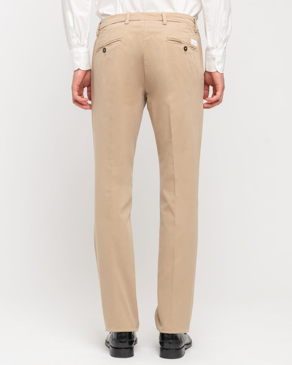 beige slim stretch cotton twill trousers - Manuel Ritz Official