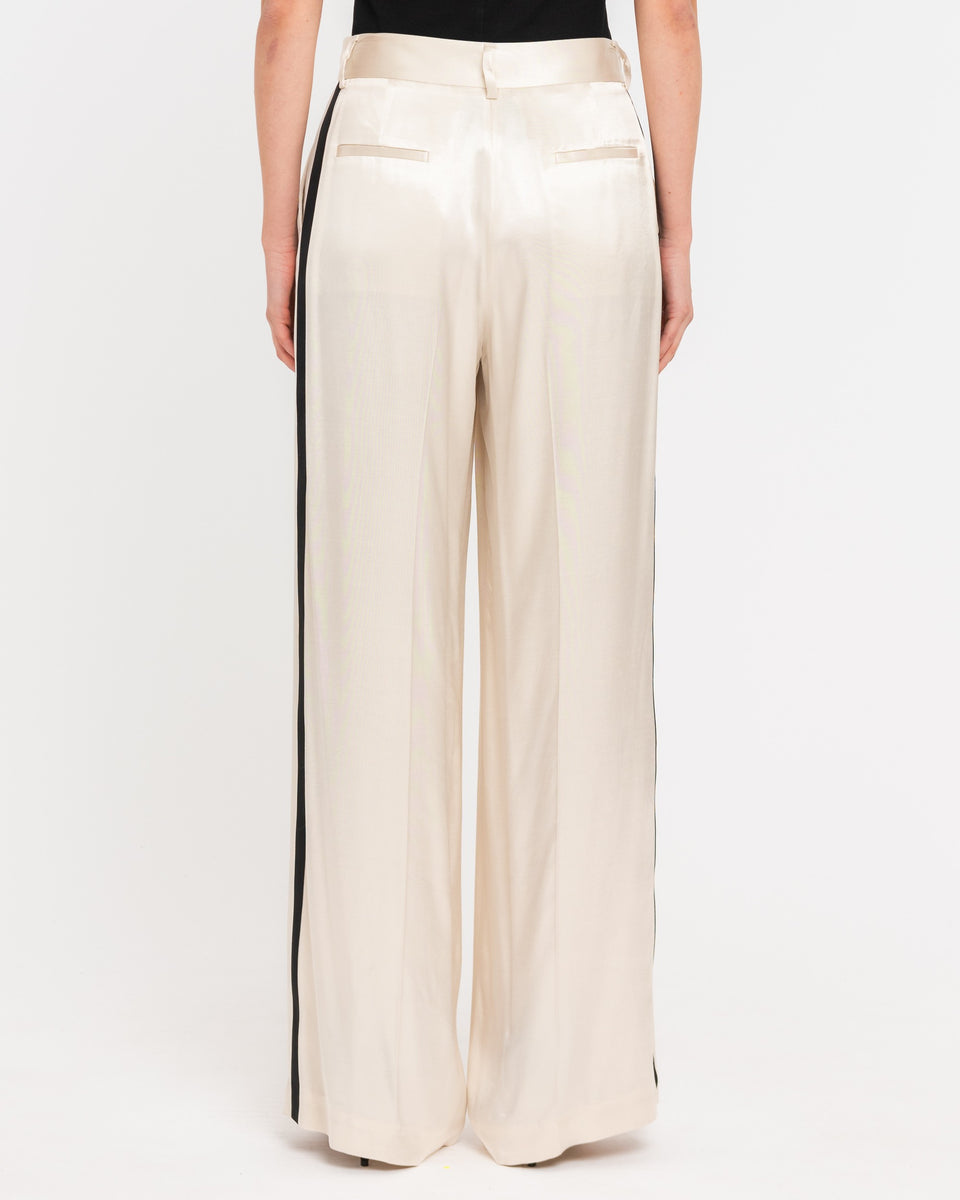 beige wide trousers with contrasting band - Manuel Ritz Official