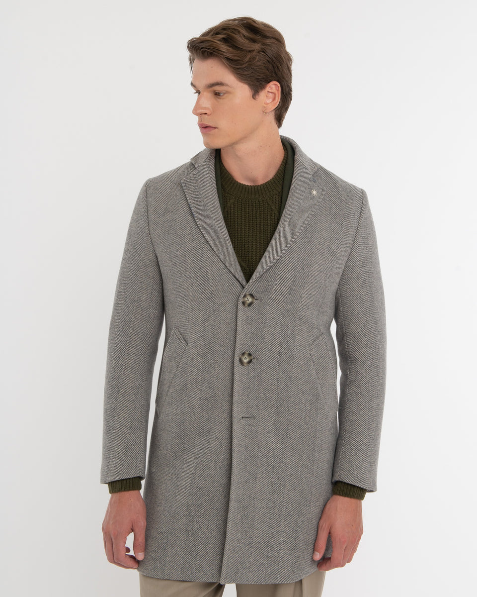 gray wool blend slim resca coat - Manuel Ritz Official