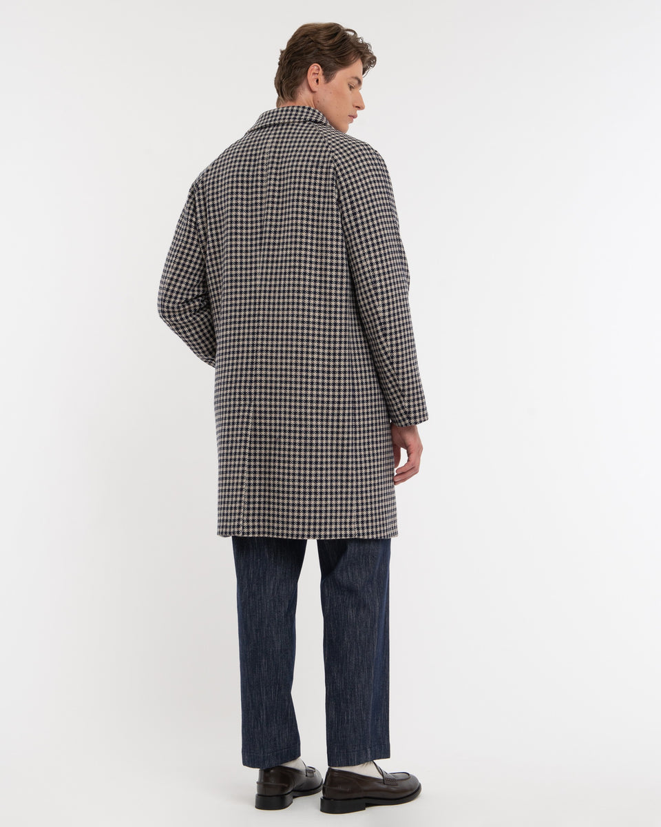 blue damier wool blend coat - Manuel Ritz Official