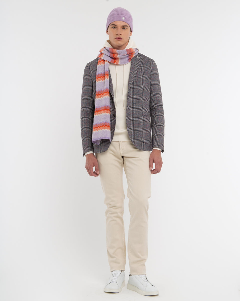 brown cotton blend wales print jersey blazer - Manuel Ritz Official