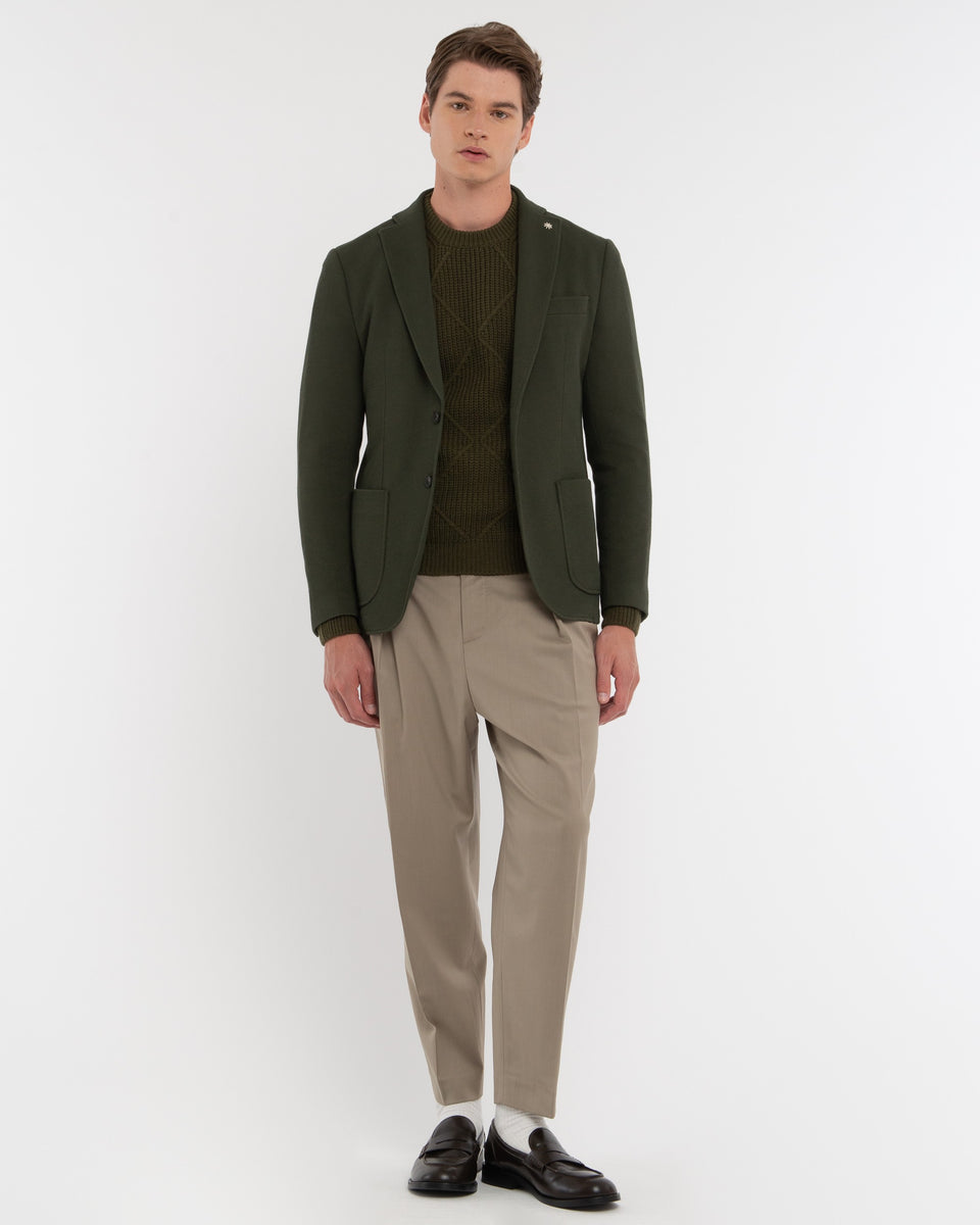 green stretch cotton blend piqué jersey blazer - Manuel Ritz Official