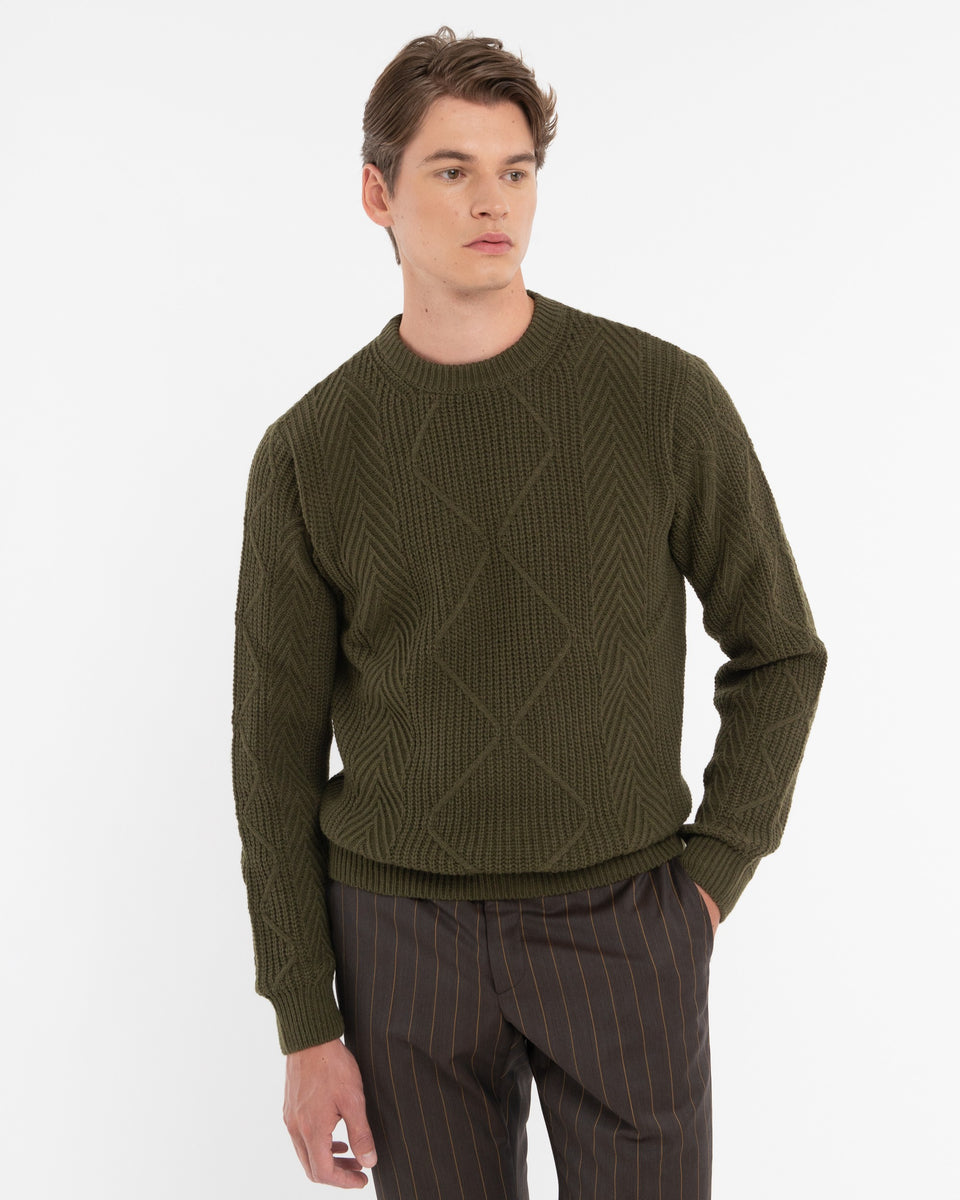 green english rib knit with aran workmanship - Manuel Ritz Official