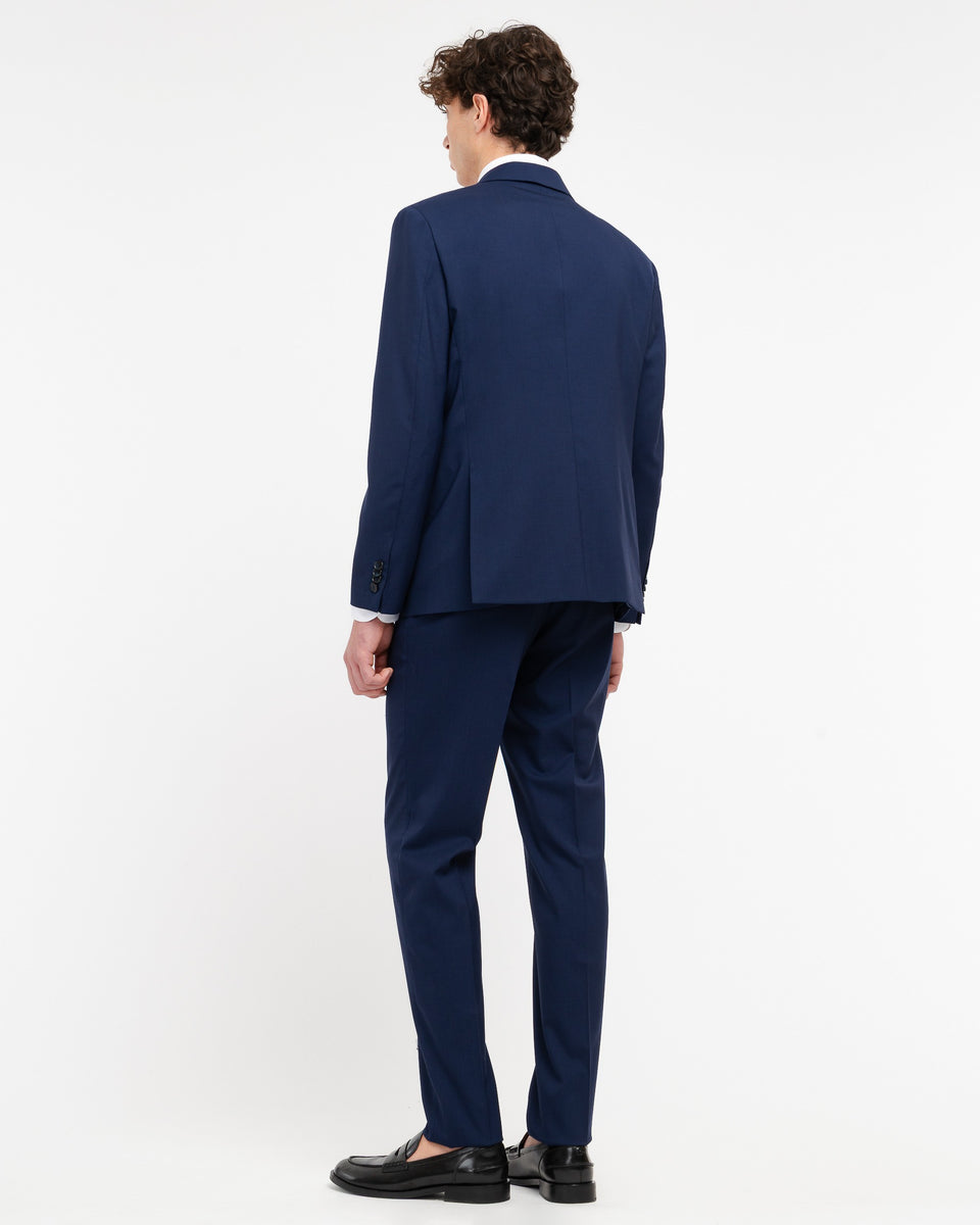 blue slim fit suit in cool stretch wool - Manuel Ritz Official