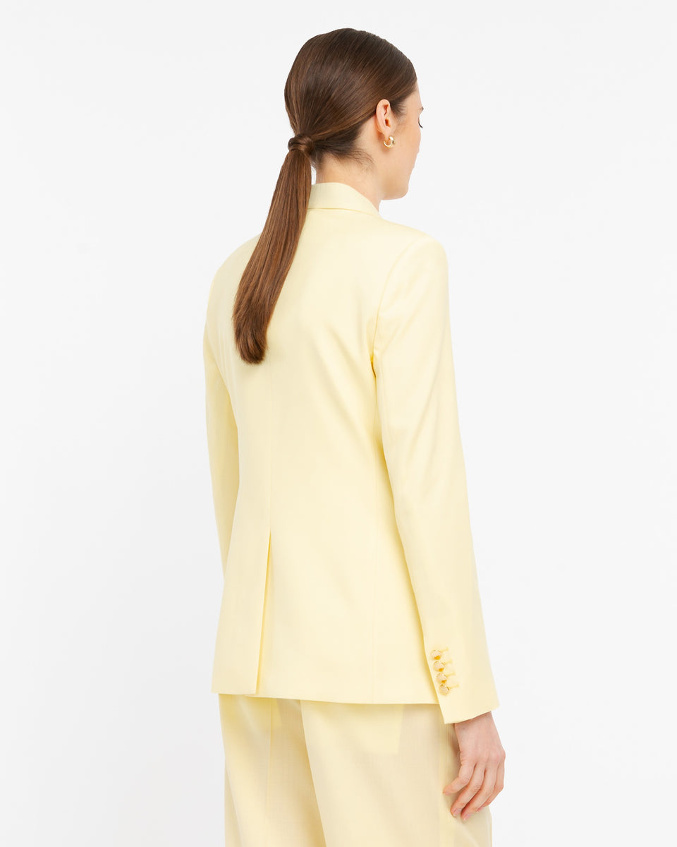 yellow double breasted cool stretch wool blazer - Manuel Ritz Official